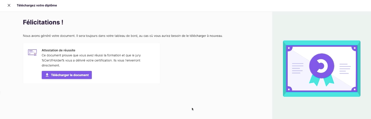 Télécharger mon diplôme ou mon certificat de parcours